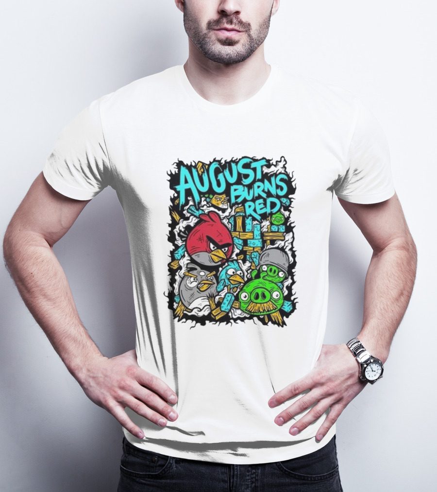 August Burns Red Angry Birds Throwback Collage With Pigs And Birds T-Shirt