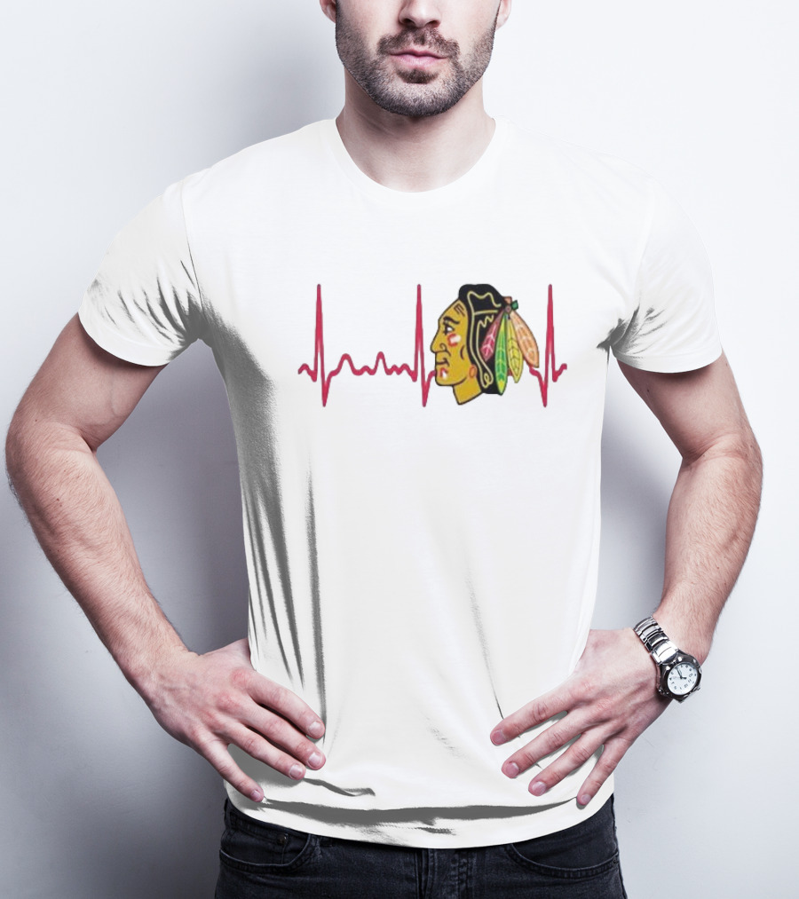 Chicago Blackhawks Heartbeat Hockey T-Shirt