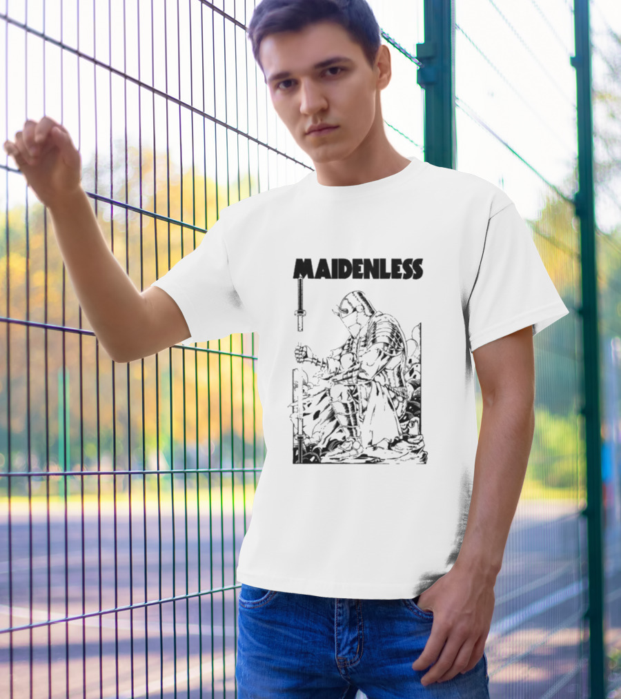 Maidenless Vintage Knight Artwork In Monochrome T-Shirt
