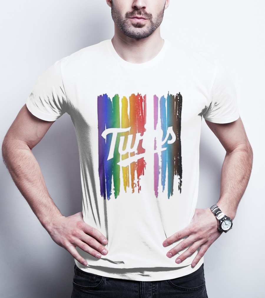 Twins Pride Day Rainbow Brush Strokes T-Shirt