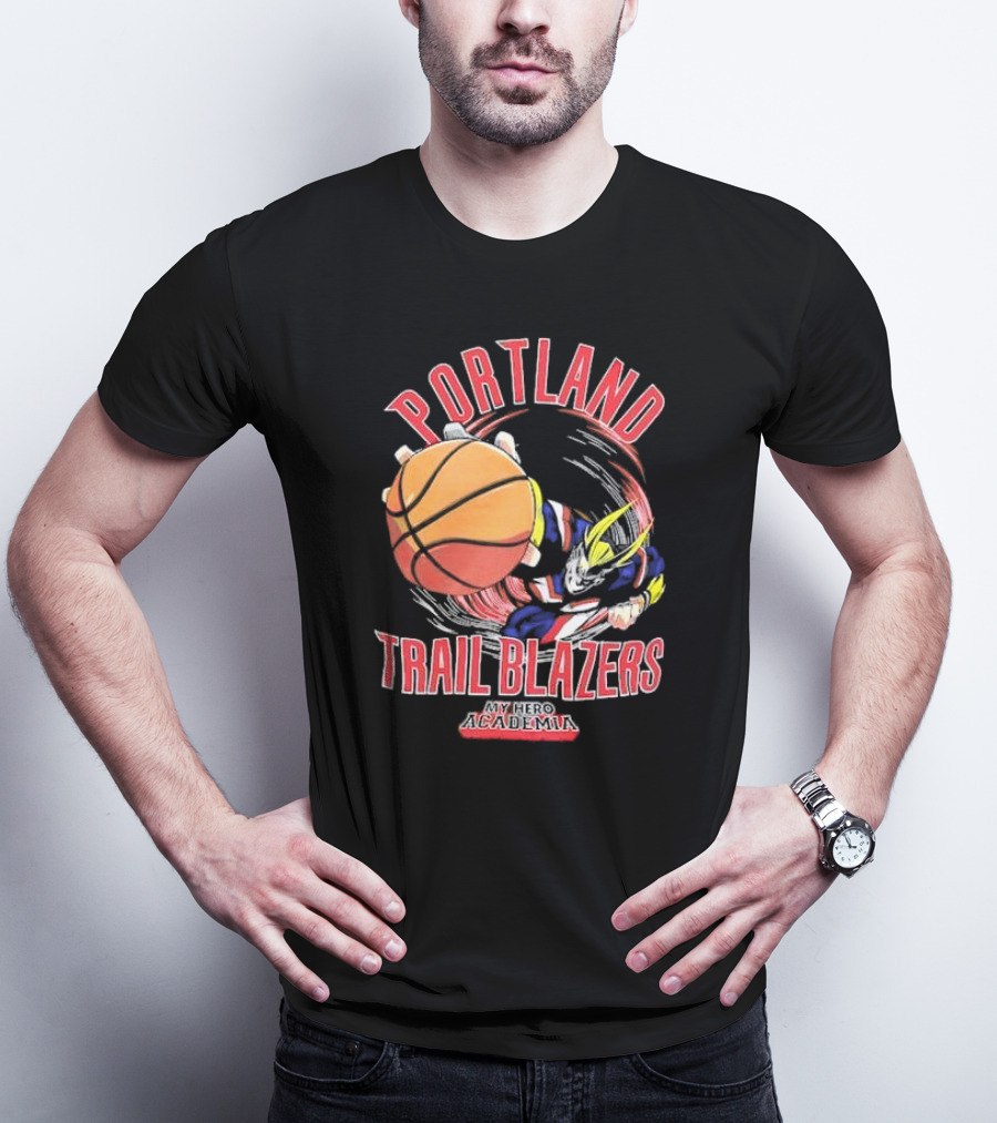 Portland Trail Blazers My Hero Academia All Might Basketball Smash T-Shirt