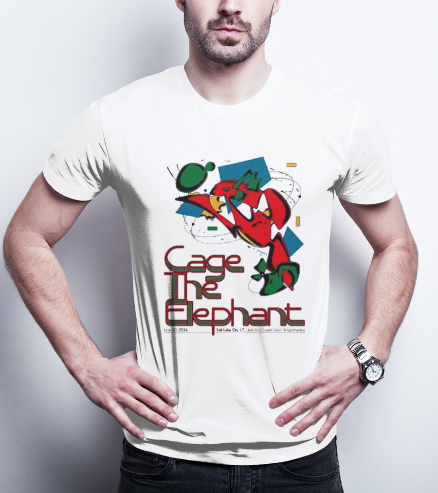 Cage The Elephant Salt Lake City Utah First Credit Union Amphitheatre June 20 Colorful Abstract T-Shirt