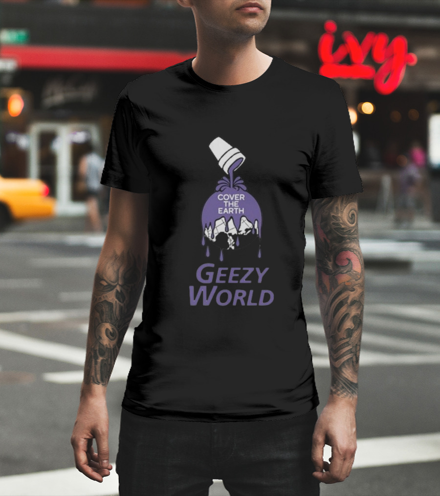 Cover The Earth Geezy World Purple Paint Cup T-Shirt