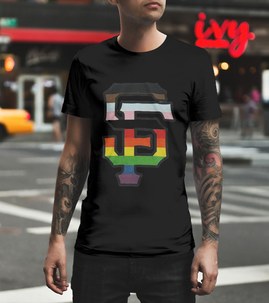 SF Giants Pride Logo With Inclusive Rainbow Colors T-Shirt