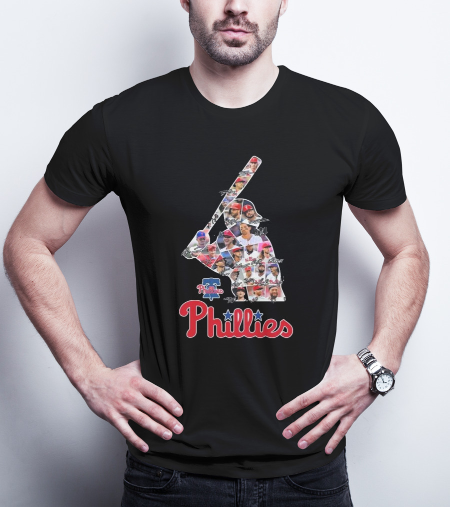 Phillies Baseball Icons Collage With Player Signatures T-Shirt