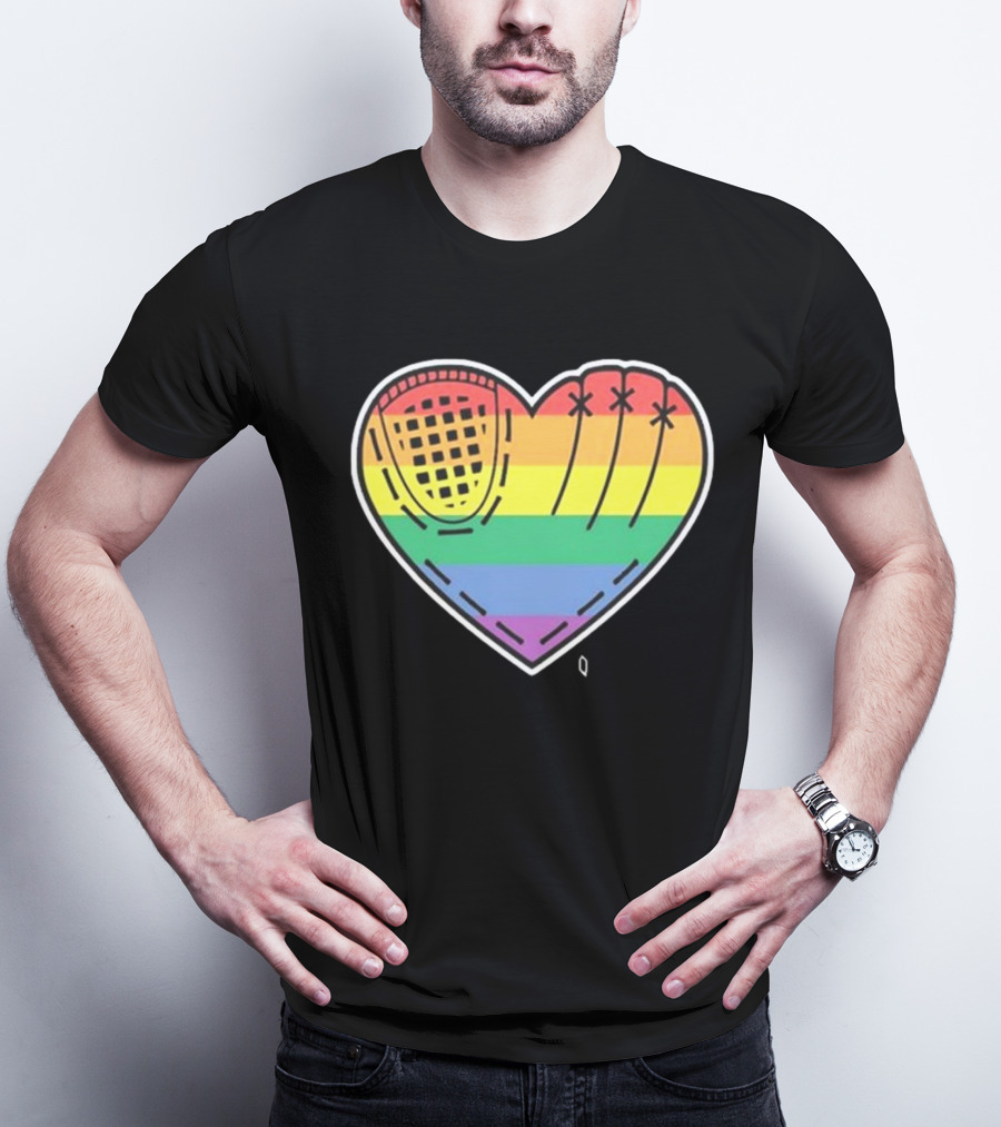 Pride Rainbow Baseball Glove Heart T-Shirt