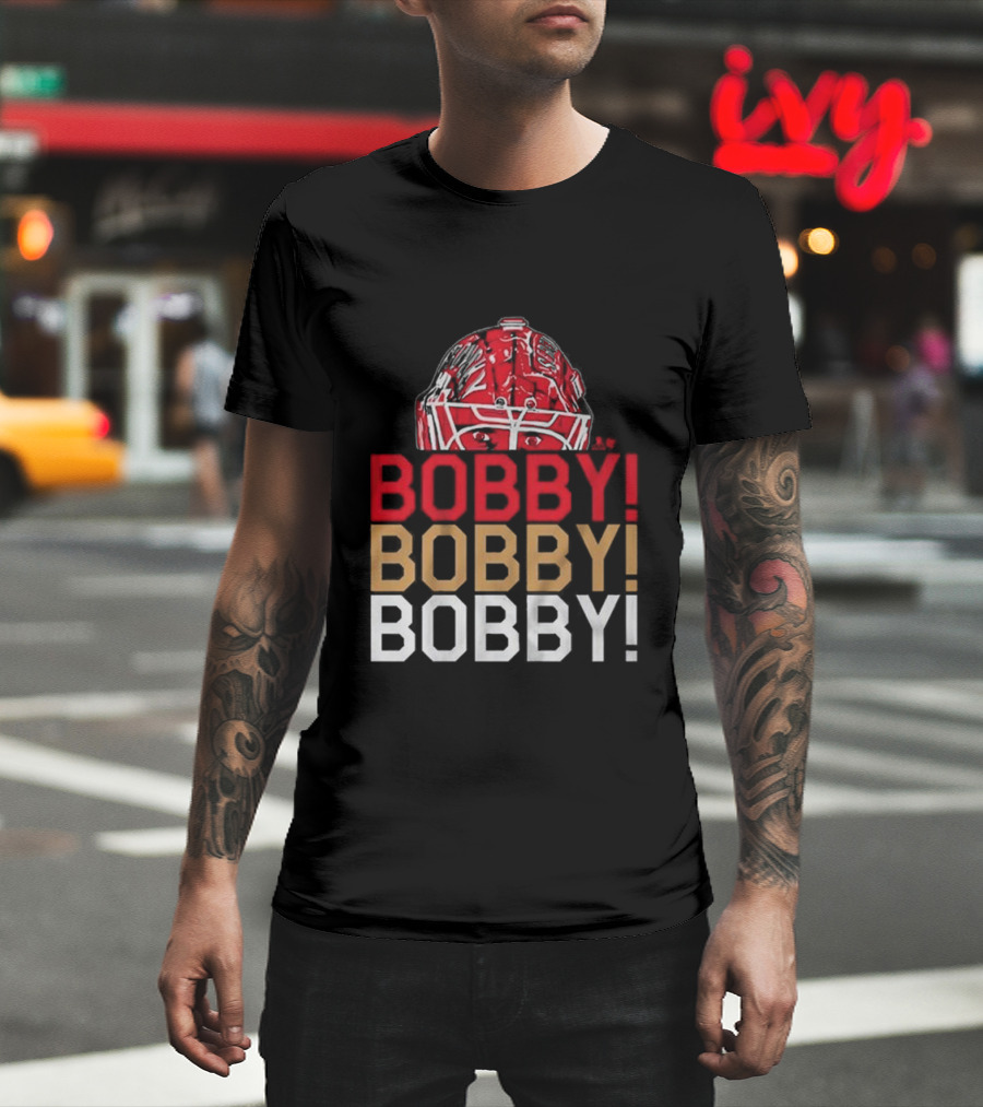 BOBBY BOBBY BOBBY Chant Featuring Sergei Bobrovsky Helmet T-Shirt
