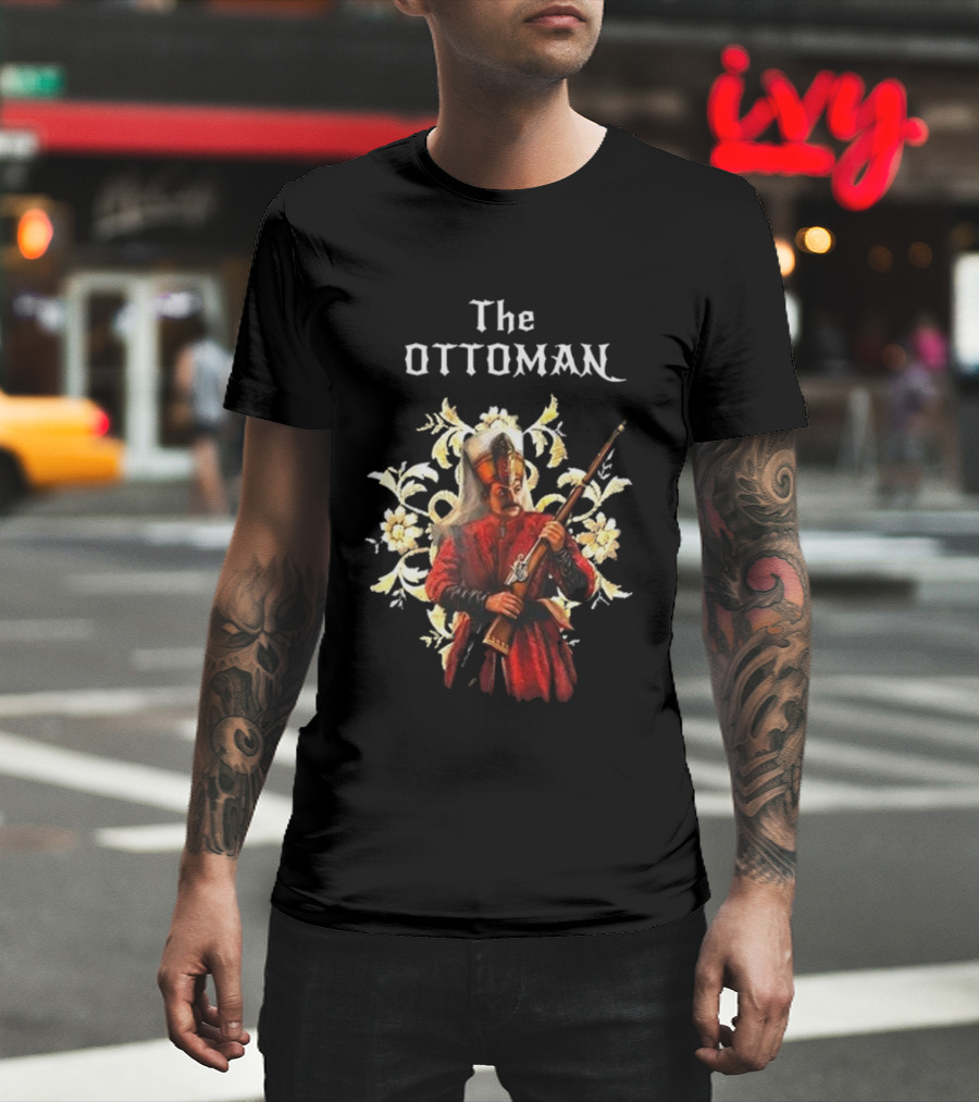 The Ottoman Sultan With Rifle And Floral Motif T-Shirt