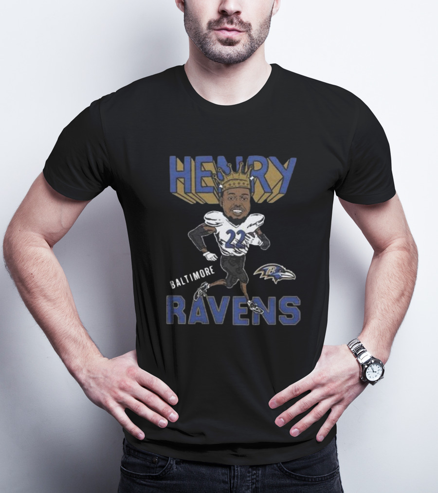Baltimore Ravens Henry 22 Football Character With Crown T-Shirt