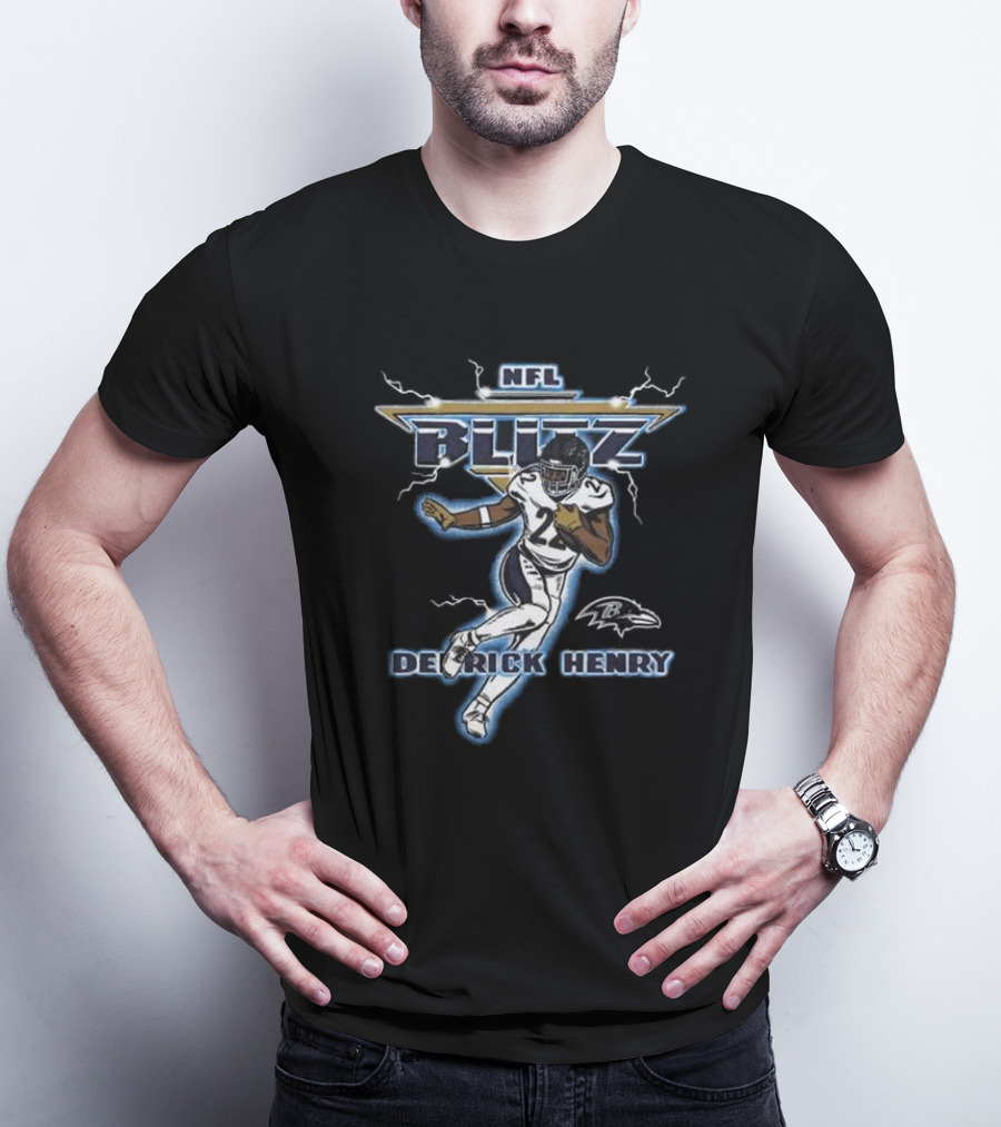 NFL Blitz Ravens Derrick Henry Electric Baltimore Action T-Shirt