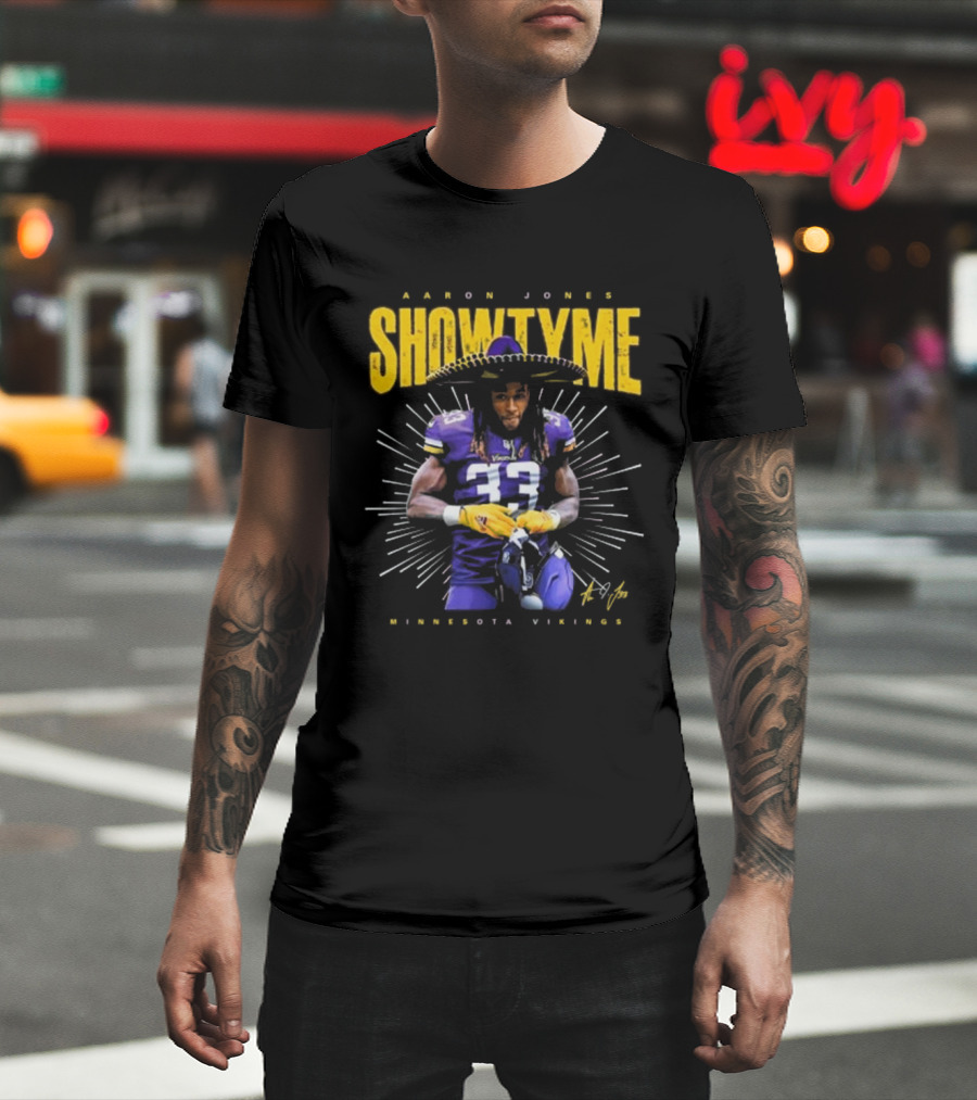 Aaron Jones Showtyme Minnesota Vikings NFL Football Signature 33 T-Shirt