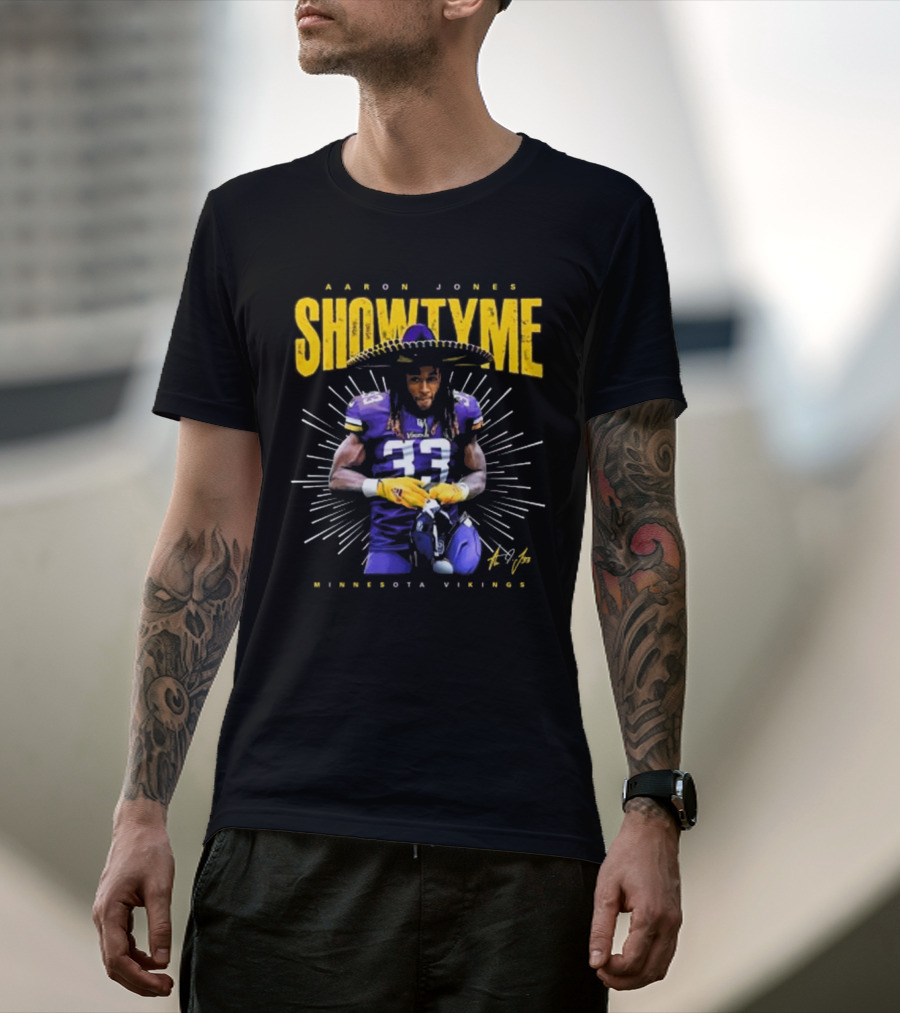Aaron Jones Showtyme Minnesota Vikings NFL Football Signature 33 T-Shirt