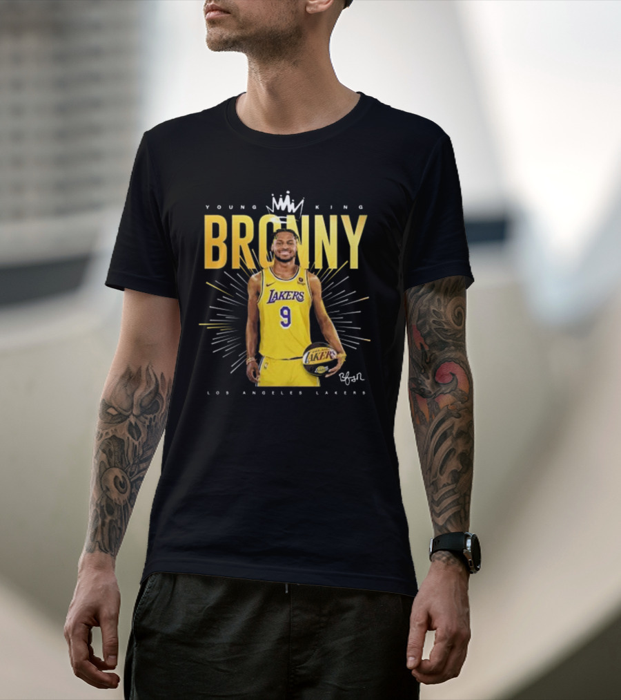Young King Bronny James Los Angeles Lakers 9 Signature T-Shirt