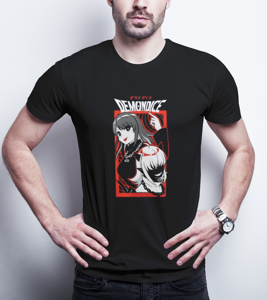 Gamer Supps Demondice Anime Style Characters In Bold Red And Black T-Shirt