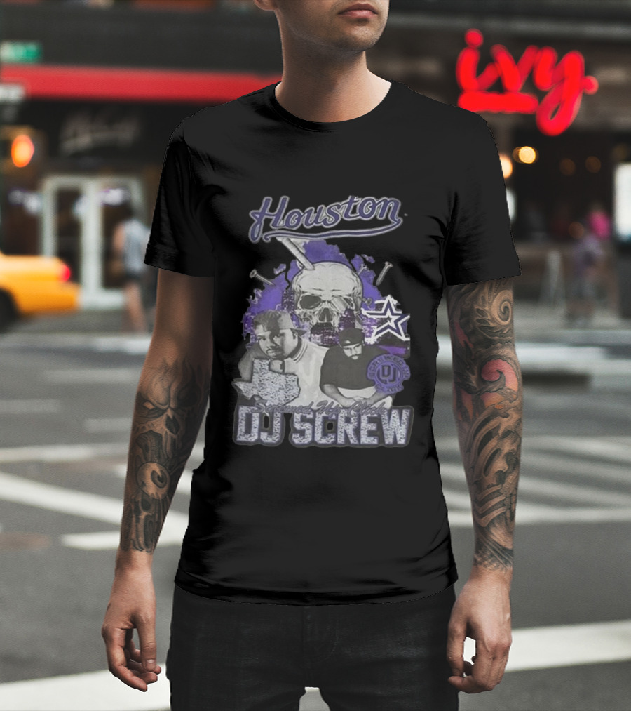 Houston Screwed Up Click DJ Screw Texas Skull Stars T-Shirt