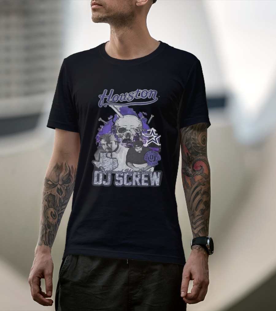 Houston Screwed Up Click DJ Screw Texas Skull Stars T-Shirt