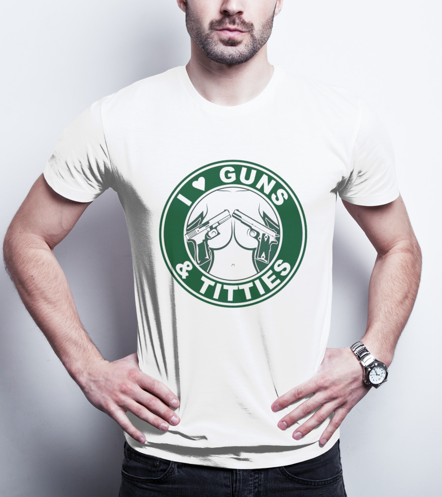 I Love Guns And Titties Pistols Logo Circle T-Shirt
