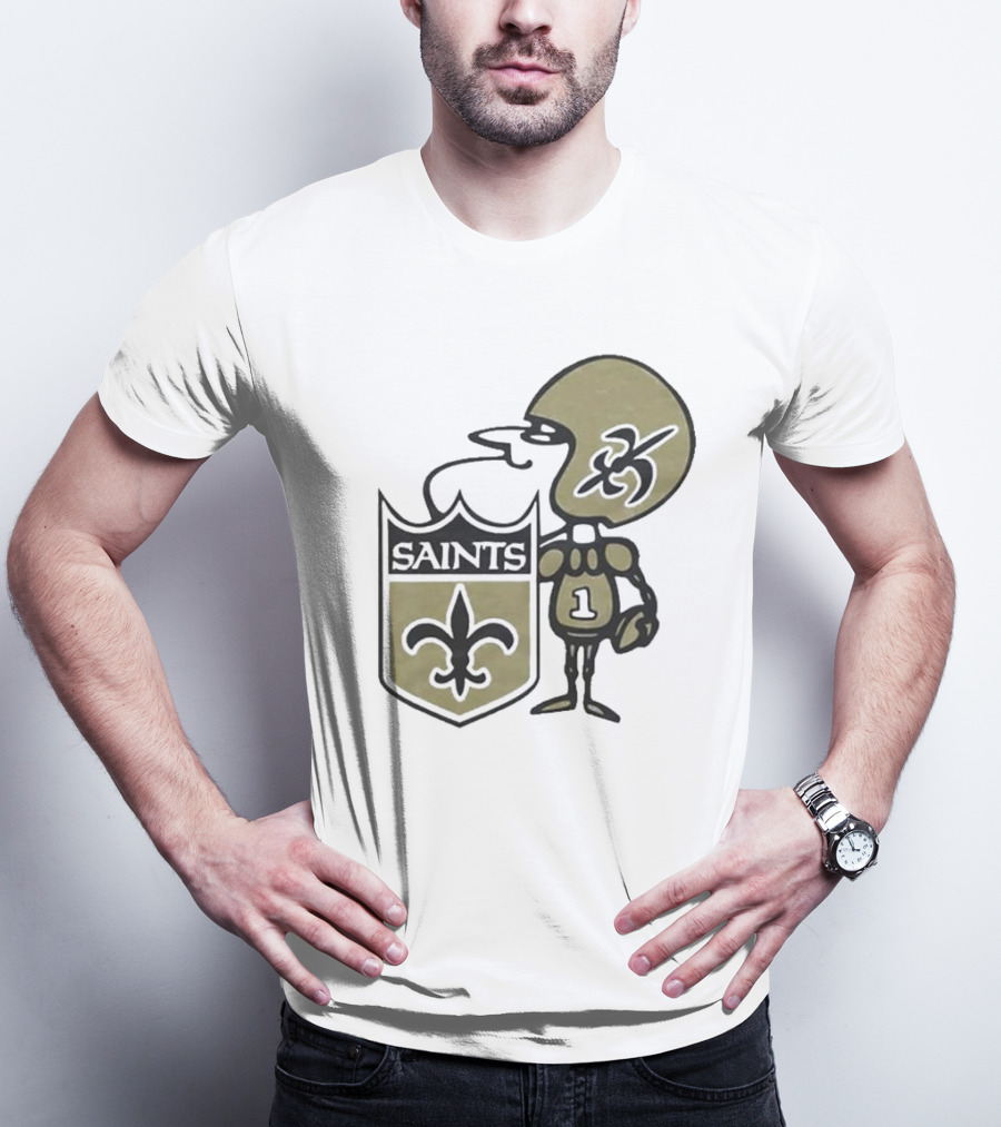 New Orleans Saints Alt Logo 1967 Cartoon Character Football Crest T-Shirt