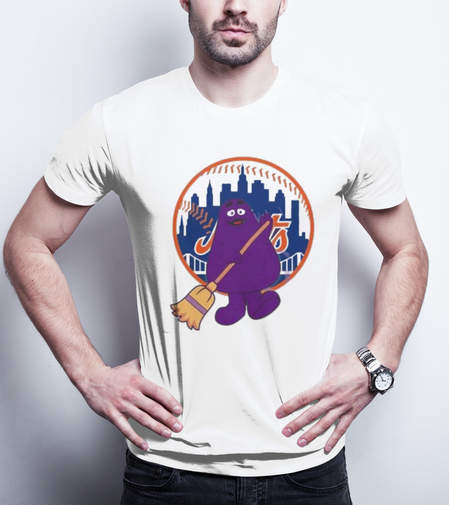 New York Mets Grimace Character Broom Sweep LFGM T-Shirt