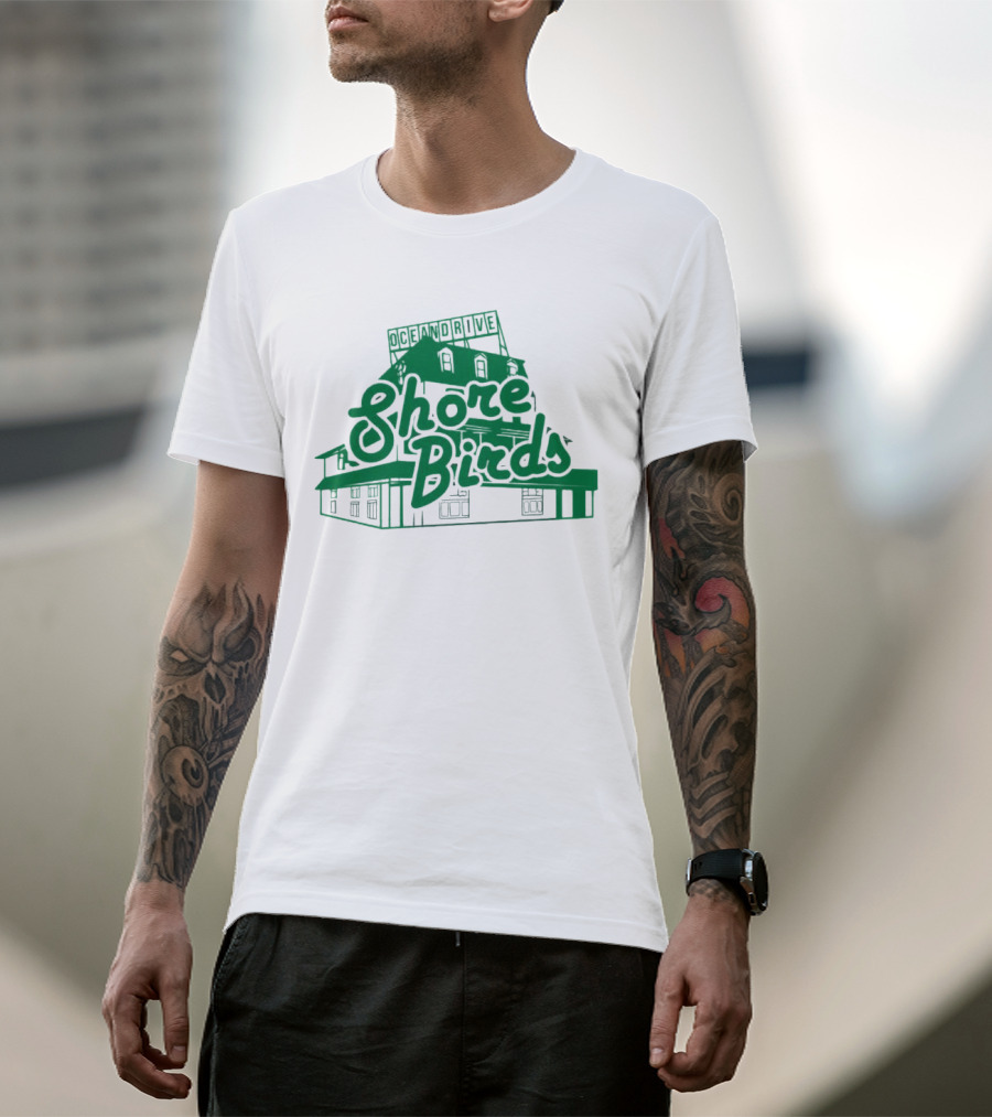 Ocean Drive Shore Birds Retro Sign Building T-Shirt