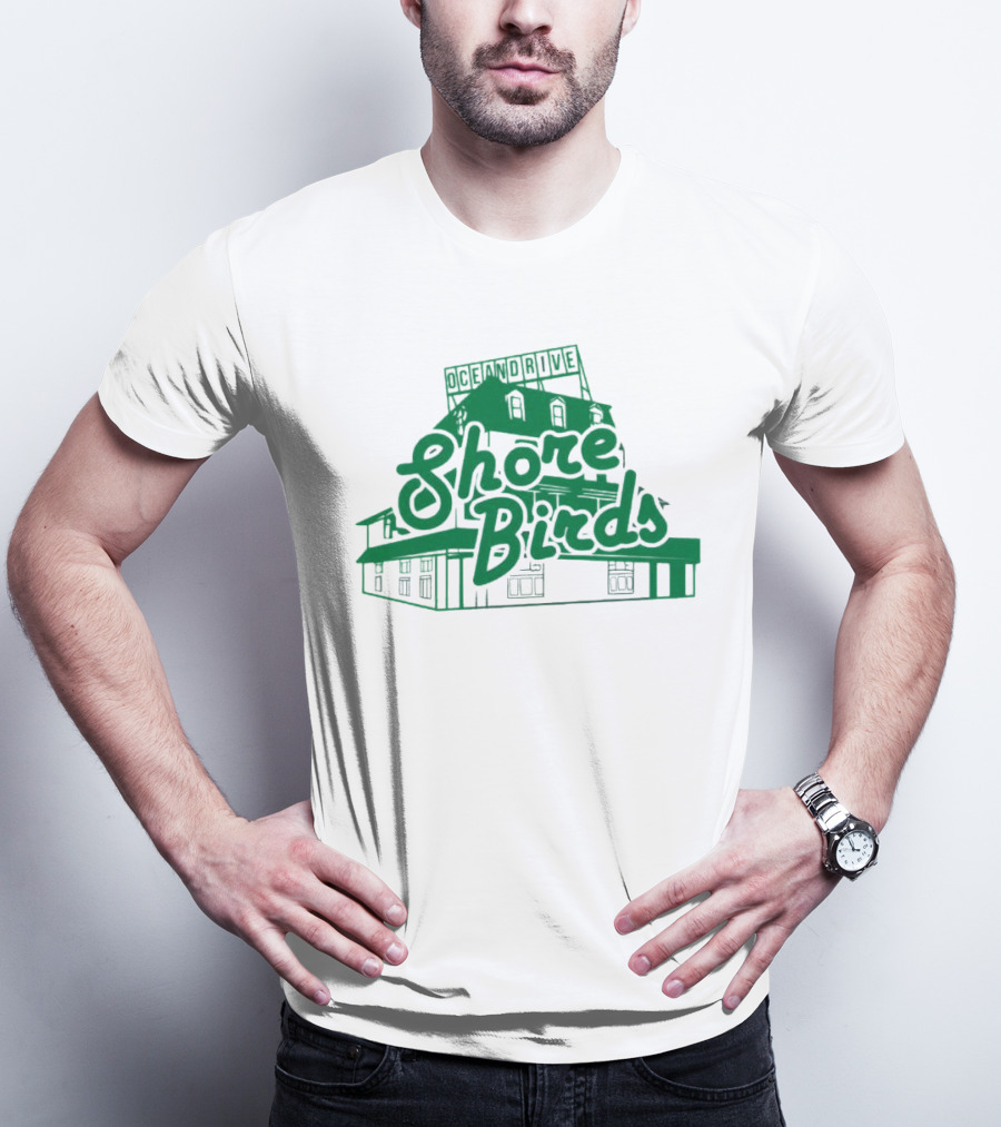 Ocean Drive Shore Birds Retro Sign Building T-Shirt
