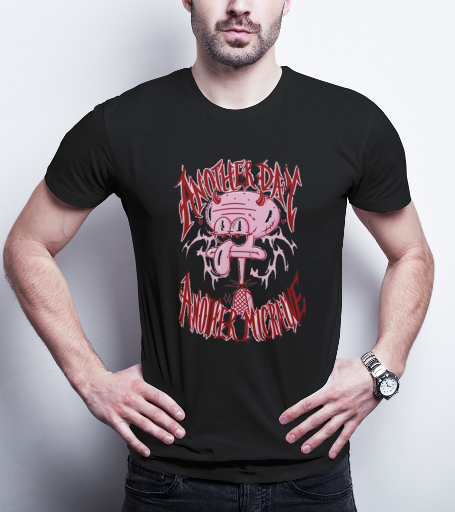 Lovecore Squidward Another Day Another Migraine Devil Horns Aesthetic T-Shirt