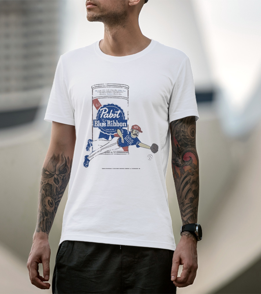 Memphis Redbirds 901 Pabst Blue Ribbon Baseball Can Catcher T-Shirt