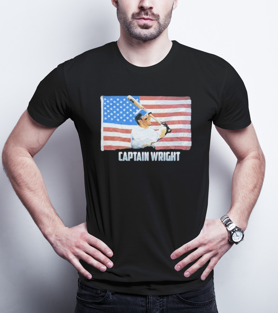 Mets David Wright Captain Wright American Flag Baseball T-Shirt