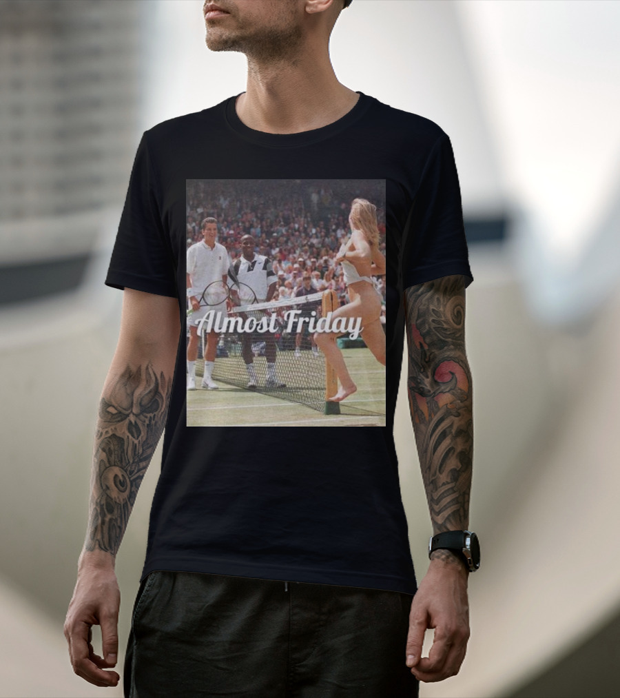 Almost Friday Tennis Court Streaker Wimbledon Scene T-Shirt