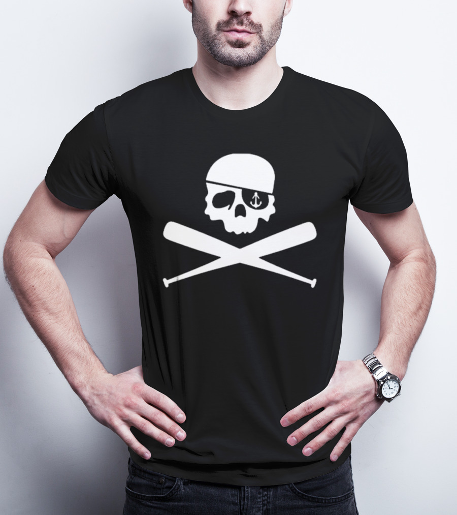Bryan Reynolds Pirates Anchor-Eyed Skull Crossed Baseball Bats T-Shirt
