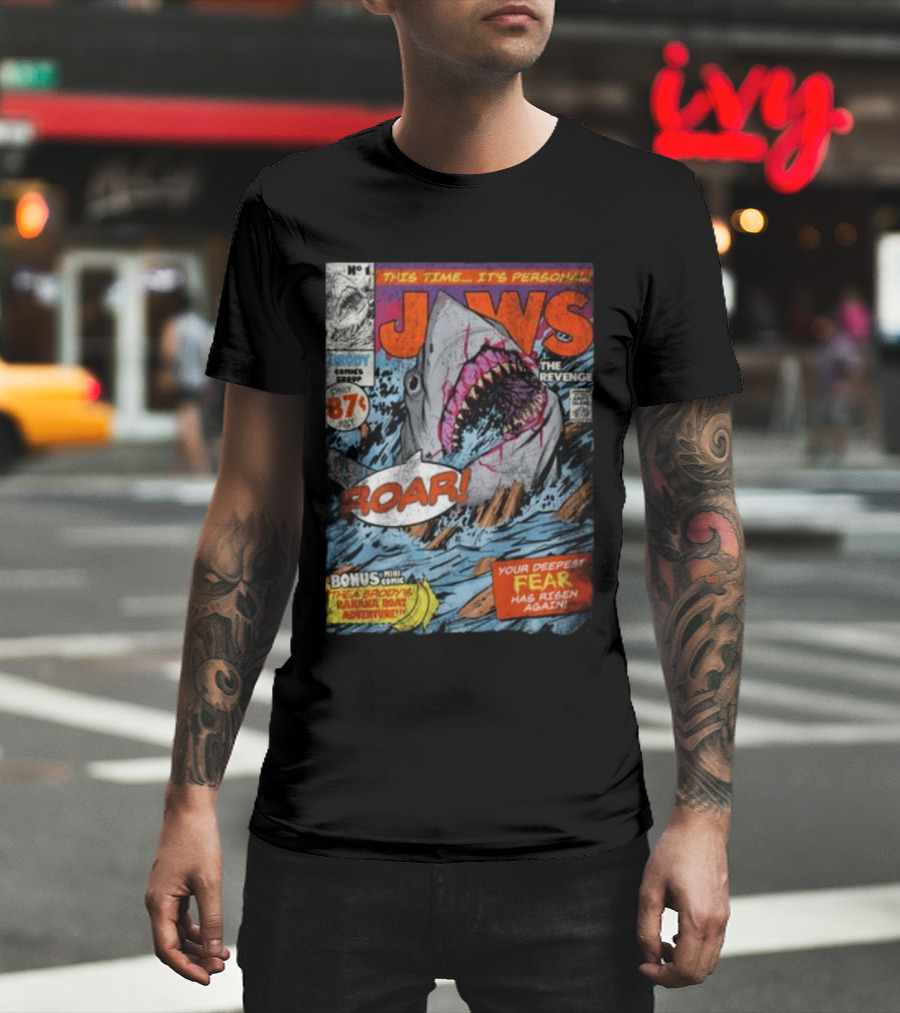 Fright-Rags Jaws The Revenge Comic Cover Shark Roar Adventure T-Shirt