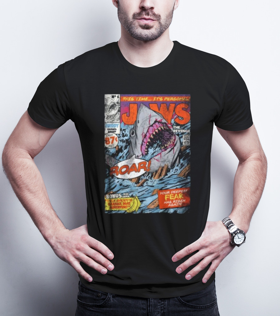 Fright-Rags Jaws The Revenge Comic Cover Shark Roar Adventure T-Shirt