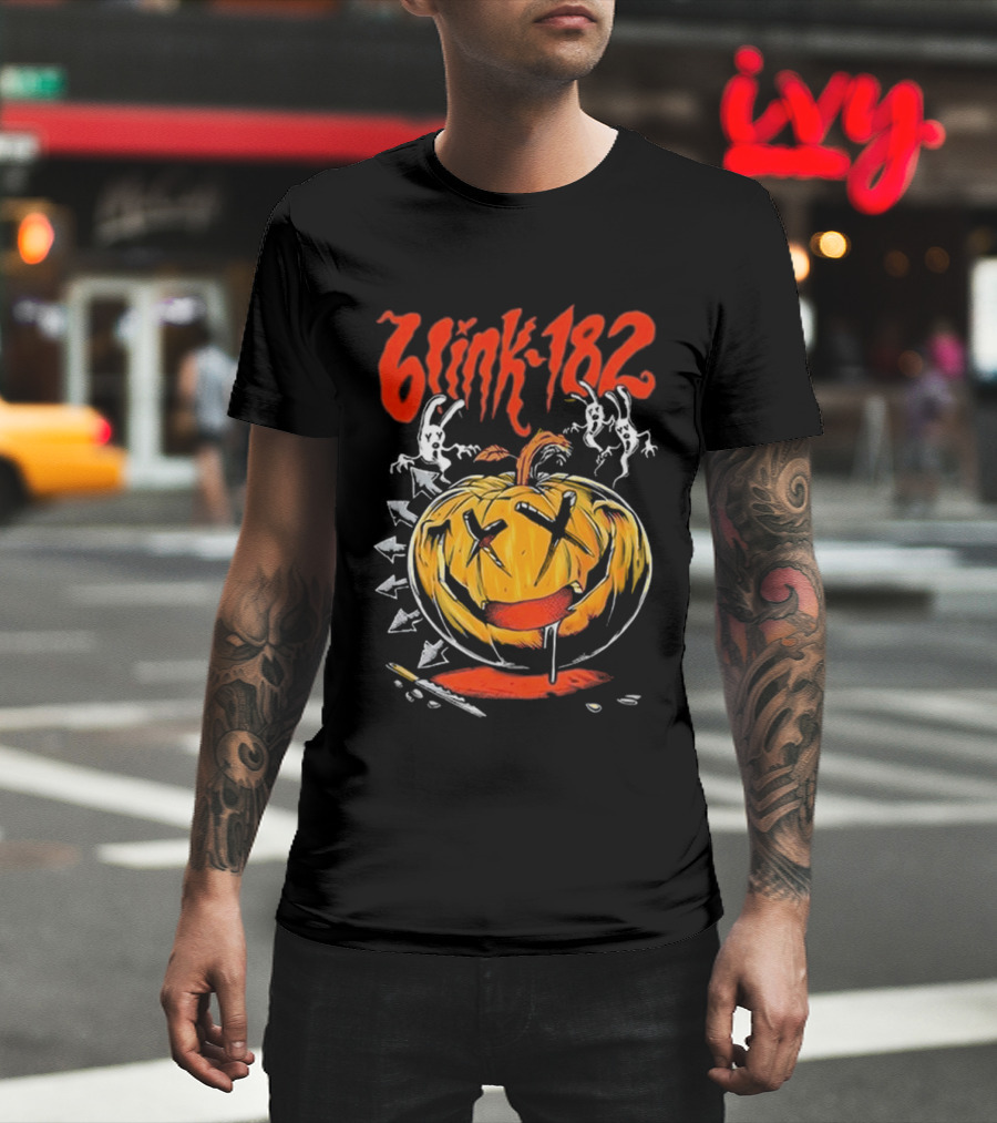 Blink-182 Halloween Pumpkin With Ghosts And Arrows T-Shirt