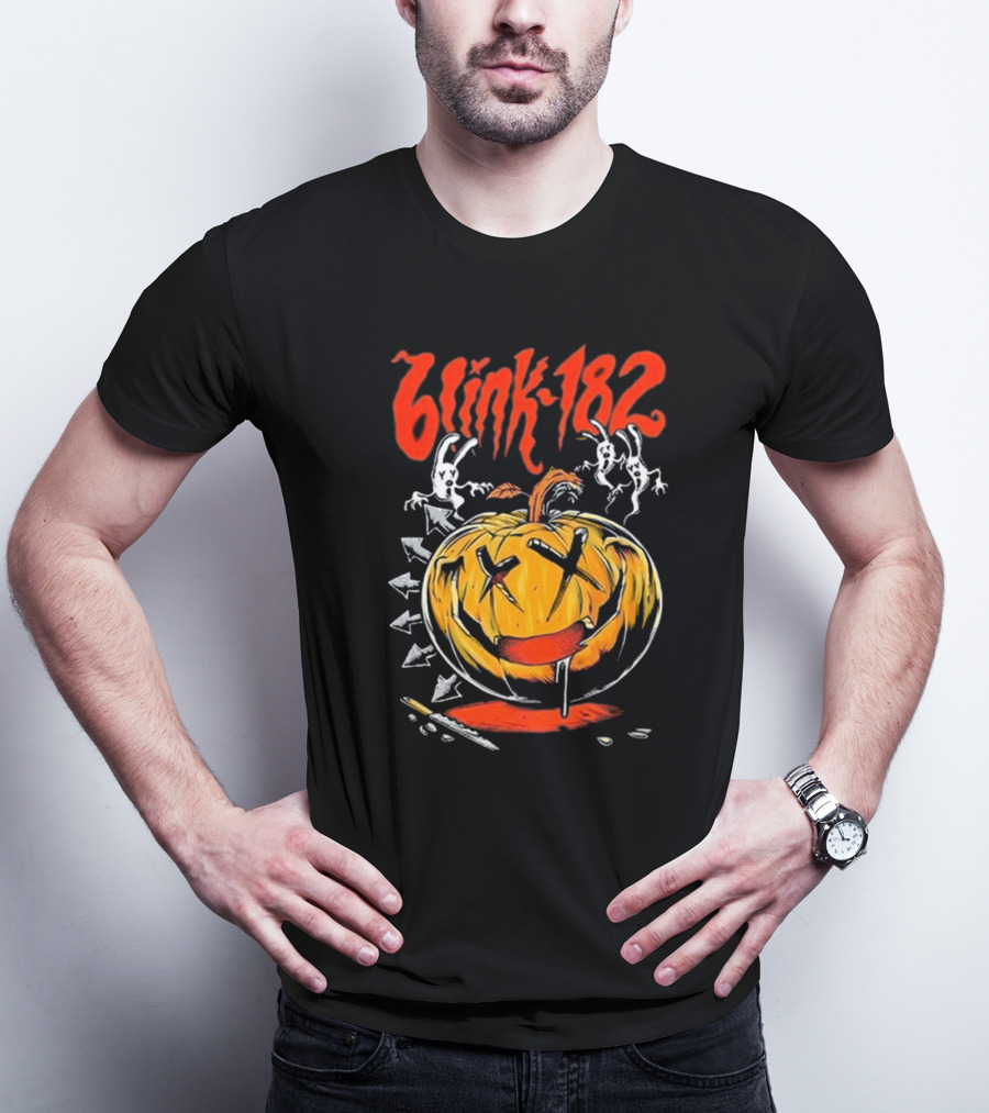 Blink-182 Halloween Pumpkin With Ghosts And Arrows T-Shirt