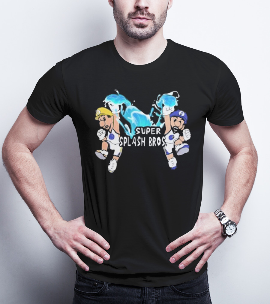Super Splash Bros Steph Curry And Klay Thompson Mario Themed Basketball Duo T-Shirt