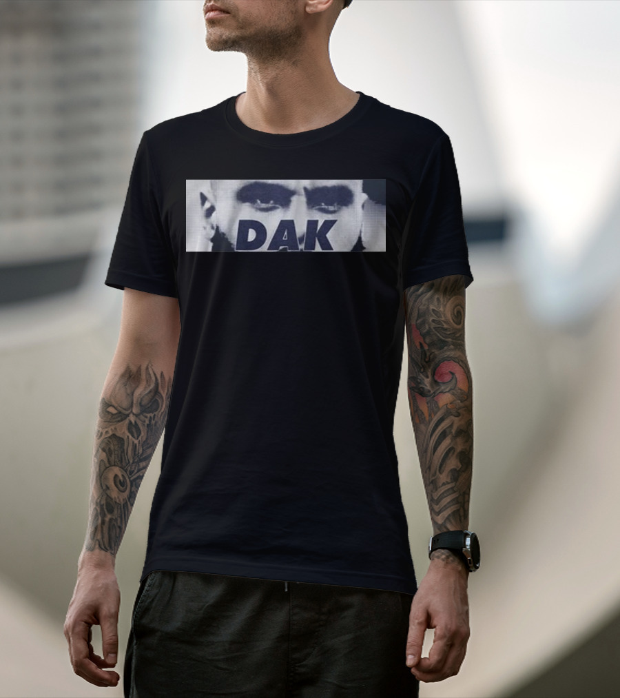 Dak Prescott QB Eyes Black And White Image T-Shirt