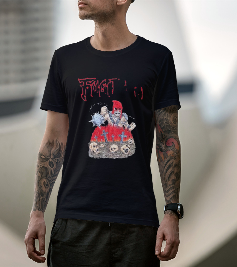 Fugitivetx Mace Guy With Skulls And Crosses T-Shirt