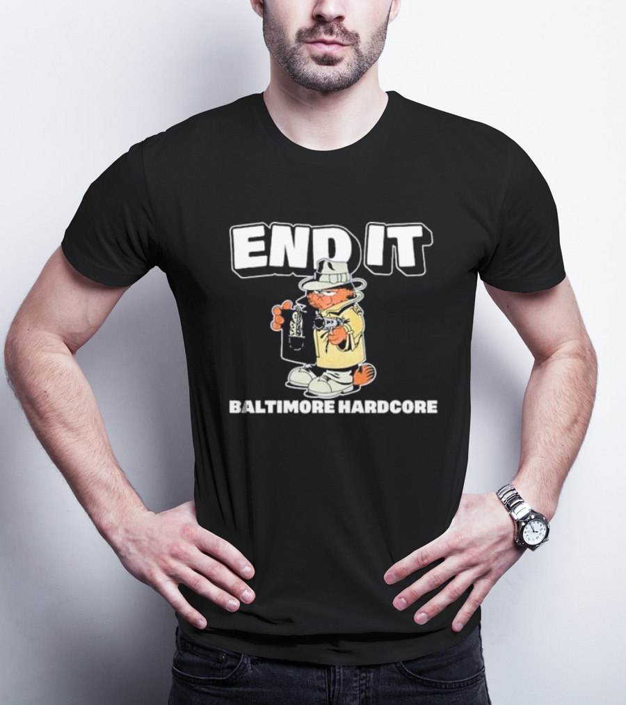 End It Baltimore Hardcore Garfield Trench Coat Detective T-Shirt