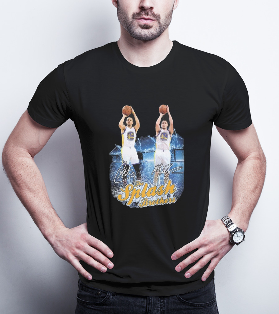 Golden State Warriors Stephen Curry Klay Thompson Splash Brothers Signatures T-Shirt