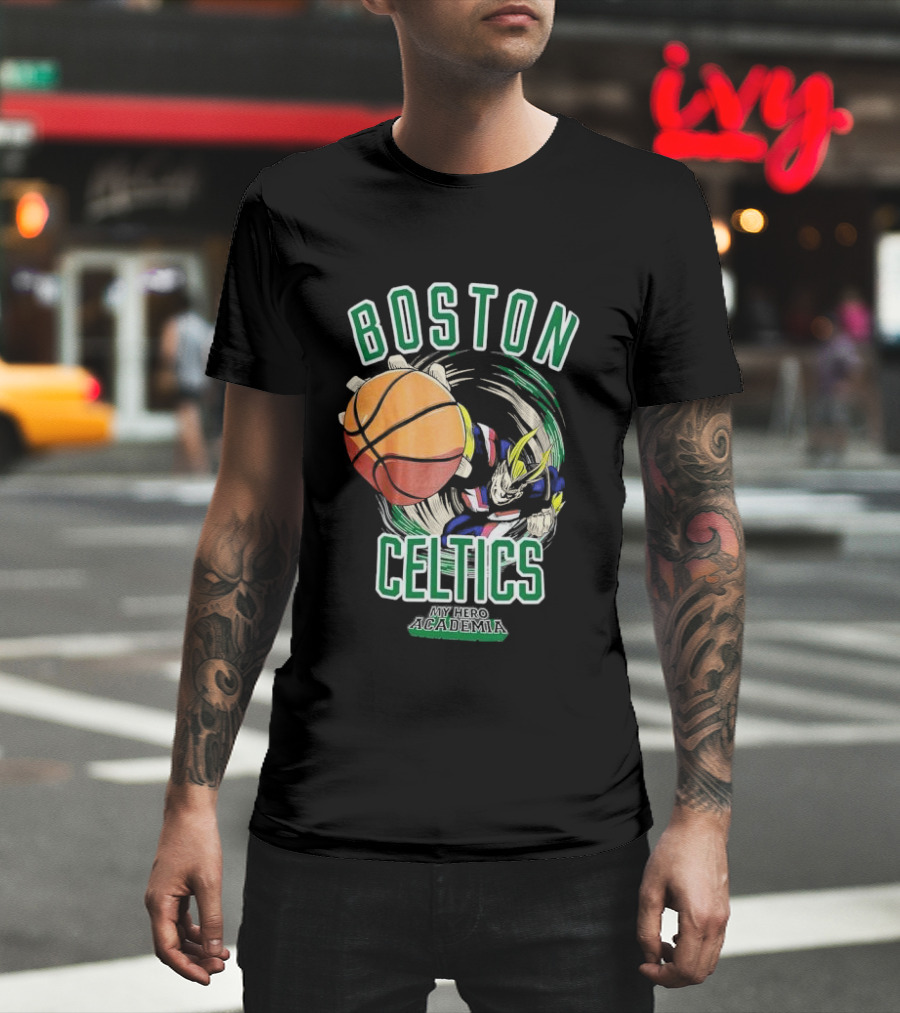 Boston Celtics My Hero Academia Basketball Collaboration T-Shirt