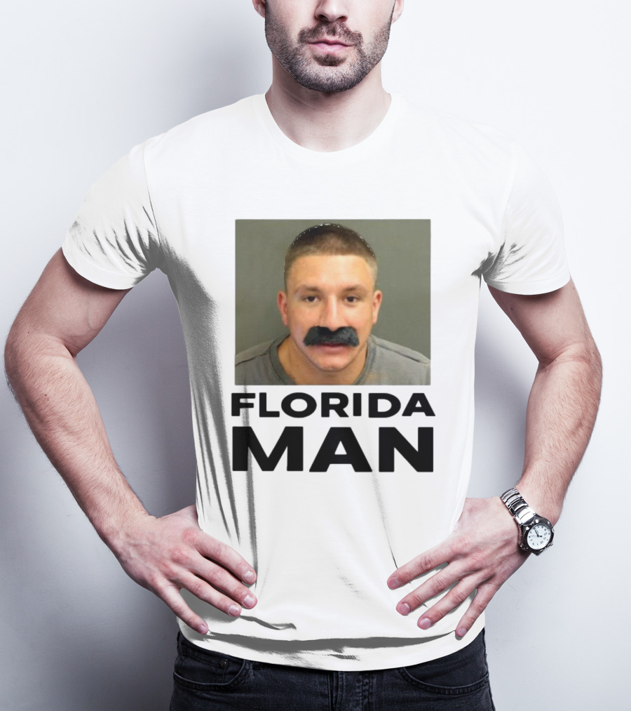 Stevewilldoit Florida Man Image Black Mustache Face T-Shirt