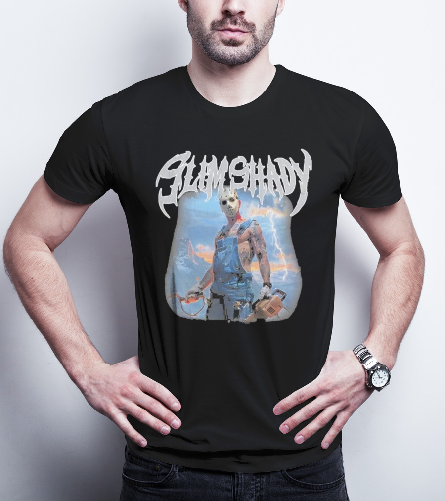 Slim Shady Eminem Chainsaw Masked Horror Character T-Shirt