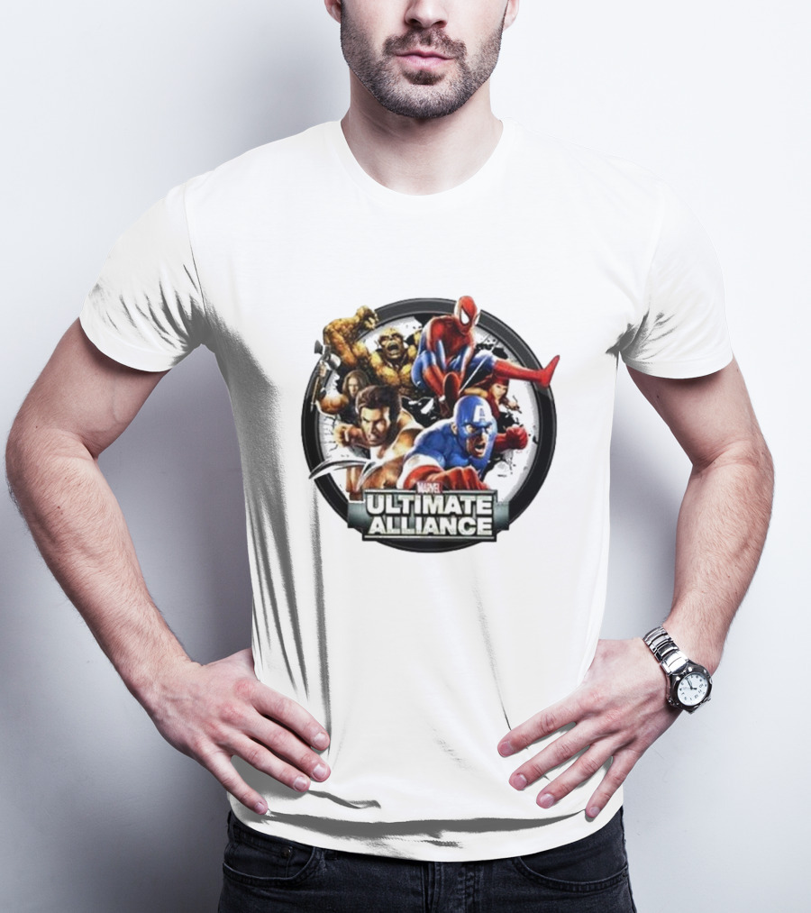 Tobey Maguire Spider-Man Featured In Marvel Ultimate Alliance Heroes Assemblage T-Shirt