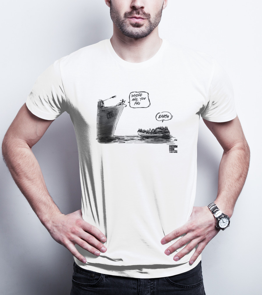 Where Are You From Earth Simon Kneebone Refugees Boat Freedom Publishing T-Shirt