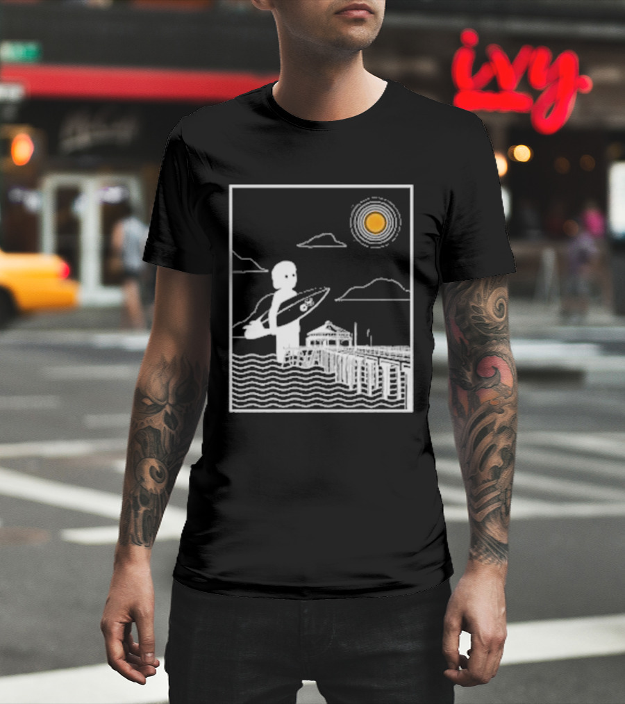 William Black Surfing Pier Orange County Sunset T-Shirt