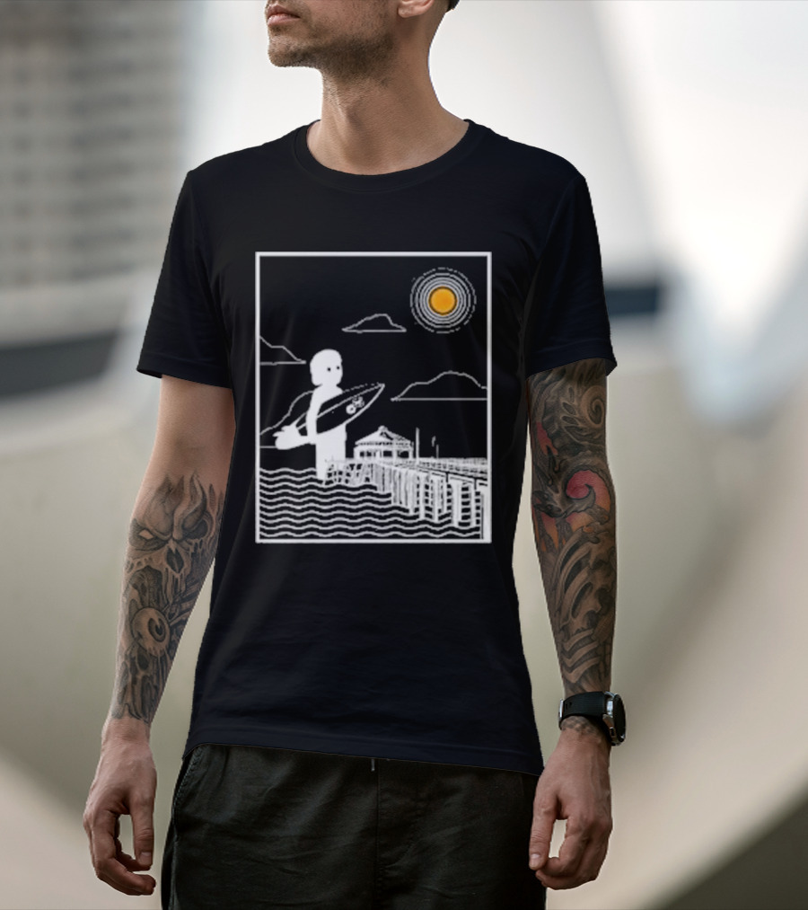 William Black Surfing Pier Orange County Sunset T-Shirt