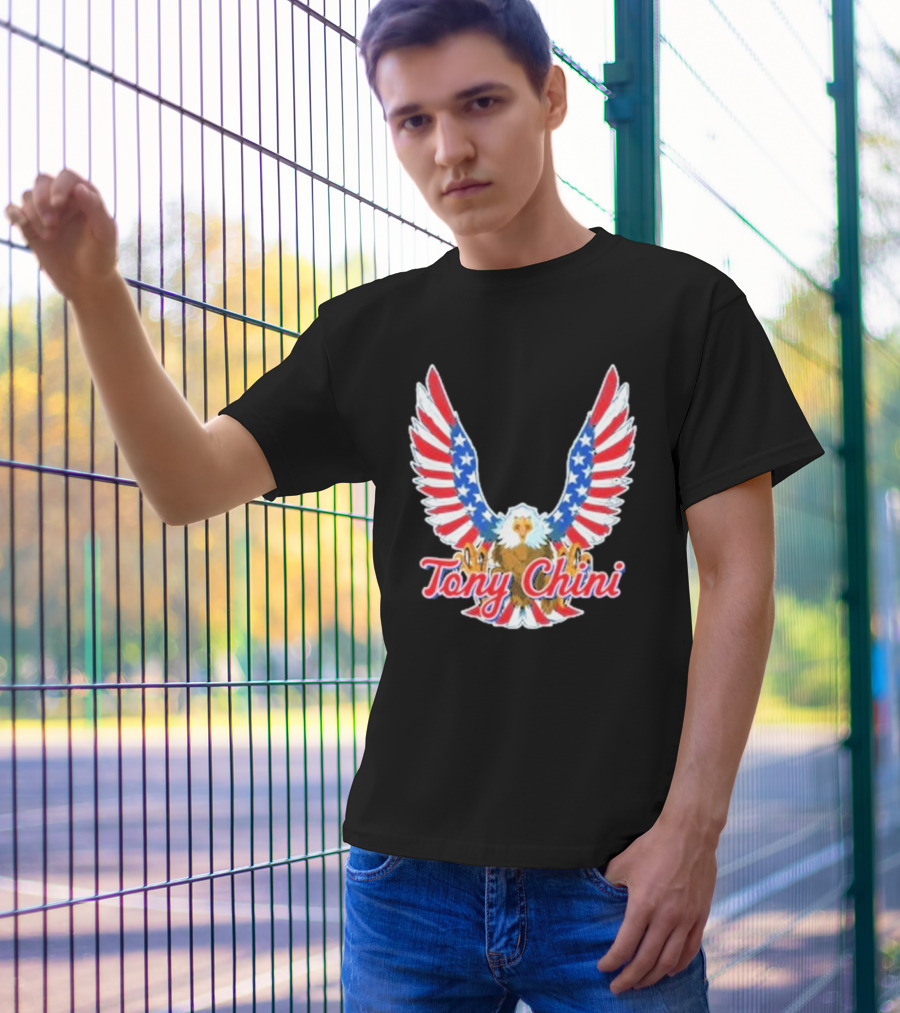 Tony Chini American Flag Eagle Wings T-Shirt