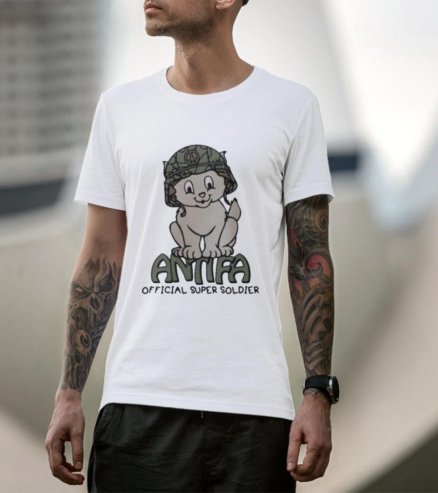 ANTIFA Peace Helmet Puppy Official Super Soldier T-Shirt