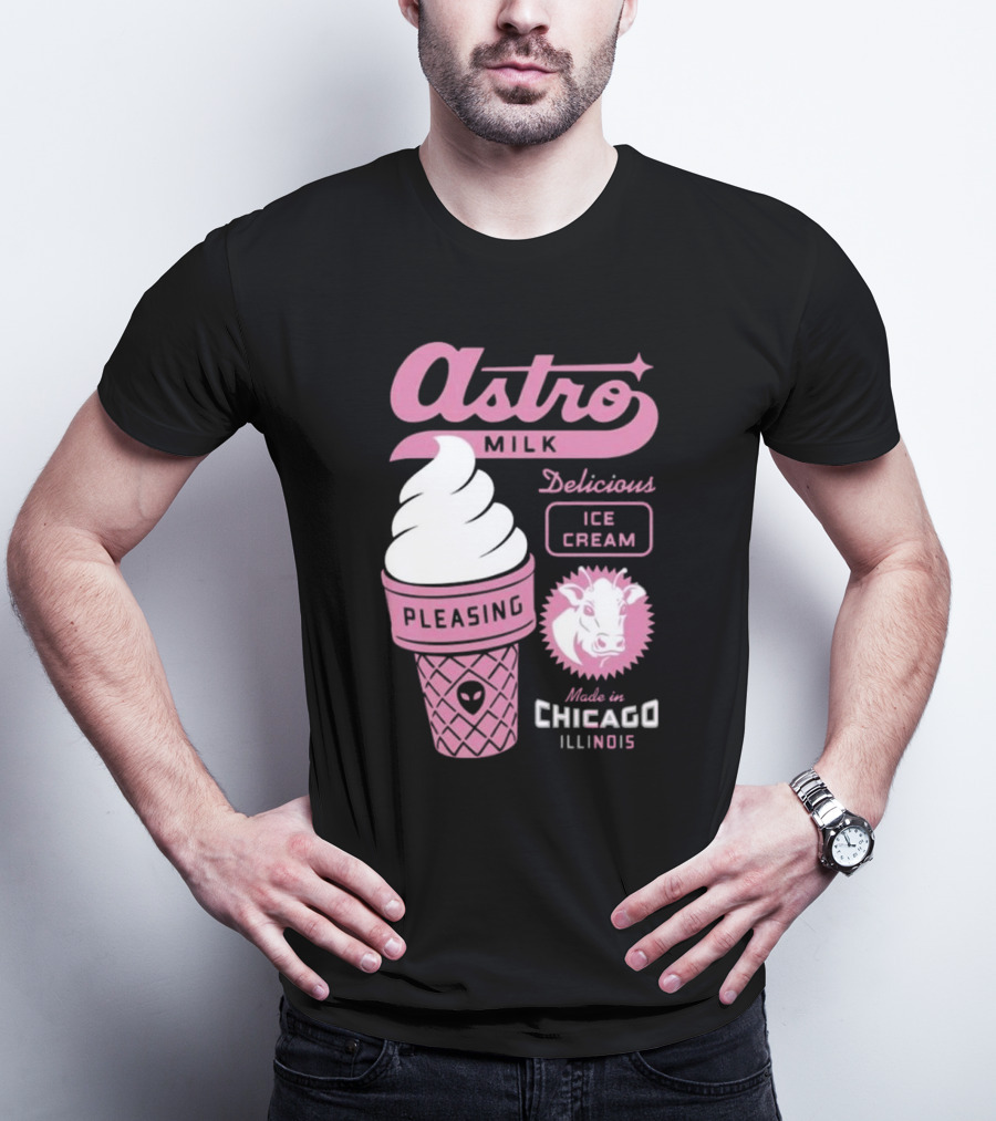 Astro Milk Delicious Ice Cream Pleasing Made In Chicago Illinois T-Shirt