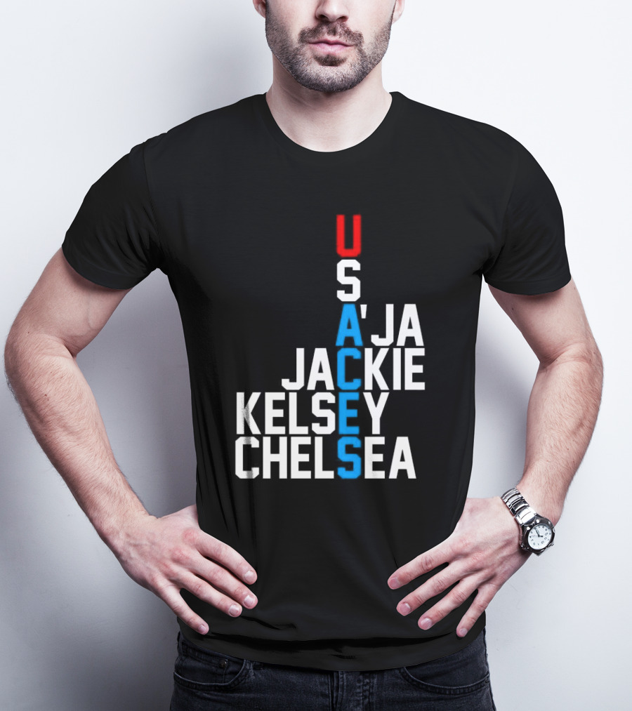Usaces A’ja Jackie Kelsey Chelsea Team Names Vertical Arrangement T-Shirt